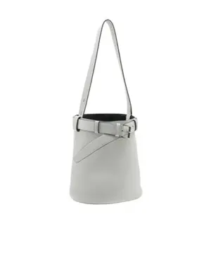 Prada Buckle Leather Bucket Bag With Belt - White/black