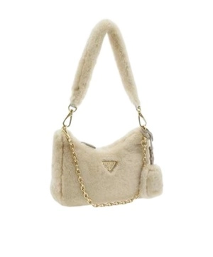 Prada Prada Re-Edition Mini Shearling Bag Hazel