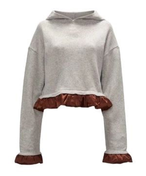 J.W.ANDERSON Satin-trimmed Cropped Hoodie - Gray