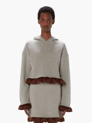 J.W.ANDERSON Satin-trimmed Cropped Hoodie