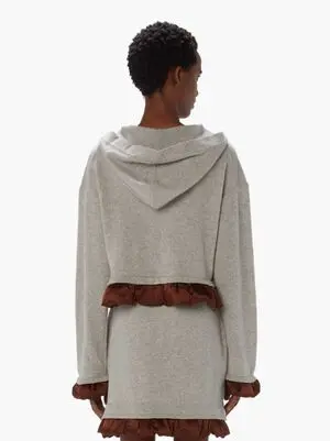 J.W.ANDERSON Satin-trimmed Cropped Hoodie