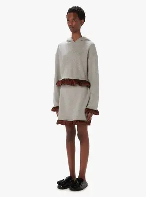 J.W.ANDERSON Satin-trimmed Cropped Hoodie