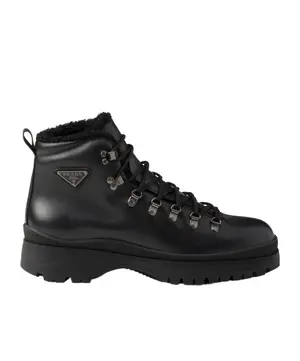 Prada Brixxen Leather Lace-up Ankle Boots