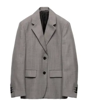 Prada Single-breasted Checked Grisaille Jacket - Grey