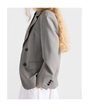 Prada Single-breasted Checked Grisaille Jacket