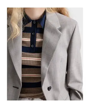 Prada Single-breasted Checked Grisaille Jacket