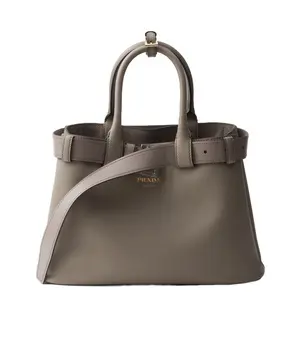 Prada Prada Buckle Small Leather Handbag With Belt Muddy Gray