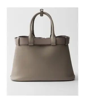Prada Buckle Small Leather Handbag With Belt - Muddy Gray