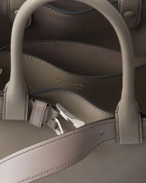 Prada Buckle Small Leather Handbag With Belt - Muddy Gray