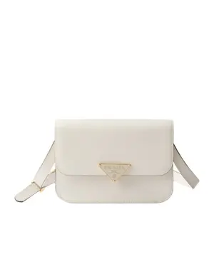 Prada Saffiano Leather Flap Shoulder Bag - White