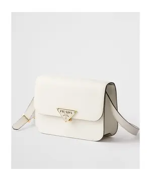 Prada Saffiano Leather Flap Shoulder Bag - White