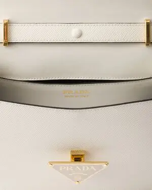 Prada Saffiano Leather Flap Shoulder Bag - White