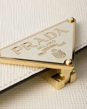 Prada Saffiano Leather Flap Shoulder Bag - White