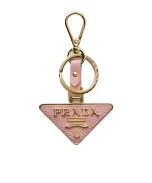 Prada Saffiano Leather And Metal Keychain - Peach