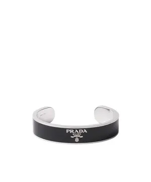Prada Silver Bangle Bracelet - Black