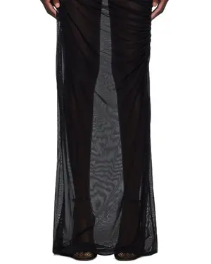 JEAN PAUL GAULTIER Mesh Maxi Dress With Flocked Stripes