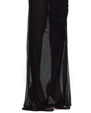 JEAN PAUL GAULTIER Mesh Maxi Dress With Flocked Stripes