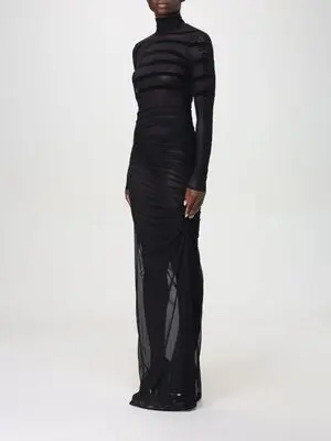 JEAN PAUL GAULTIER Mesh Maxi Dress With Flocked Stripes