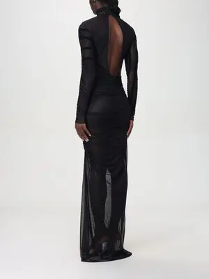 JEAN PAUL GAULTIER Mesh Maxi Dress With Flocked Stripes