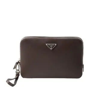 Prada Saffiano Leather Clutch - Brown