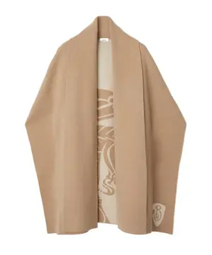 Burberry Reversible Cape With Equestrian Knight And B-shield Intarsia