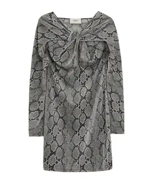 Coperni Twisted Hollow Dress With Animal Print - Gray
