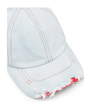 DIESEL® Distressed Denim Cap - White