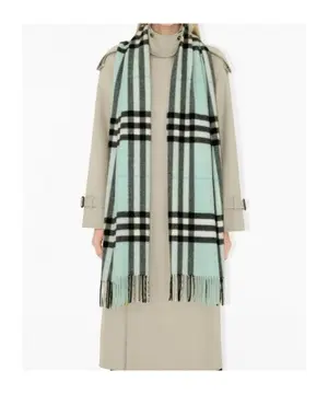 Burberry Wide-check Cashmere Scarf - Mint