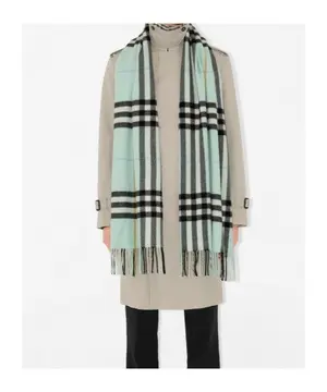 Burberry Wide-check Cashmere Scarf - Mint