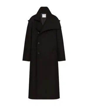 COURREGES Double-breasted Wool Trench Coat - Black