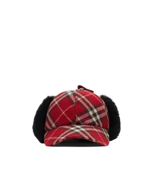 Burberry Burberry Checked Ear Flap Cap Geranium
