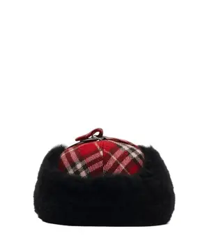 Burberry Checked Ear Flap Cap - Geranium