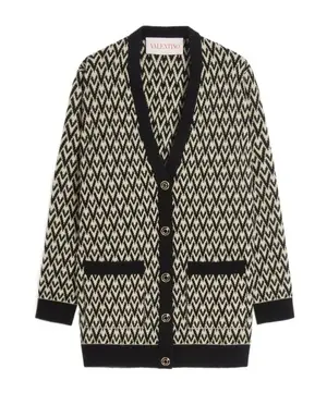 Valentino Garavani Monogram V-neck Button-up Cardigan