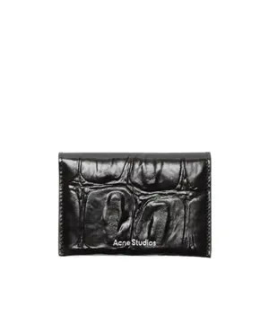 Acne Studios Embossed Leather Card Holder - Black