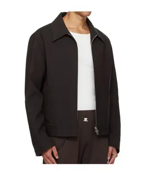 COURREGES Lapel Long Sleeve Zip Jacket
