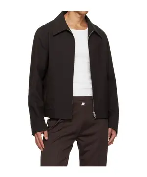 COURREGES Lapel Long Sleeve Zip Jacket