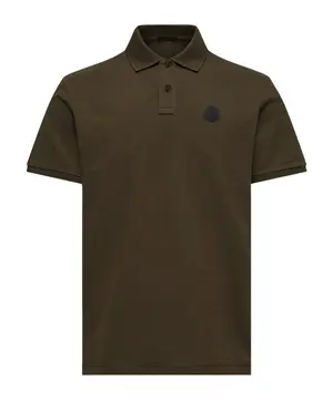Moncler Logo Cotton Piquet Polo Shirt - Green