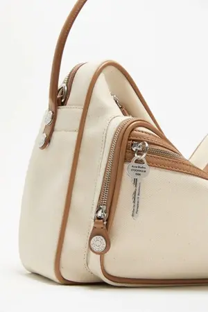 Acne Studios Camera Canvas Bag With Leather Trim - Nude
