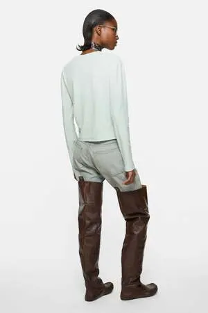 Acne Studios Long Sleeve Distressed Logo T-shirt - Light Mint