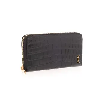 Saint Laurent Crocodile Effect Logo Wallet