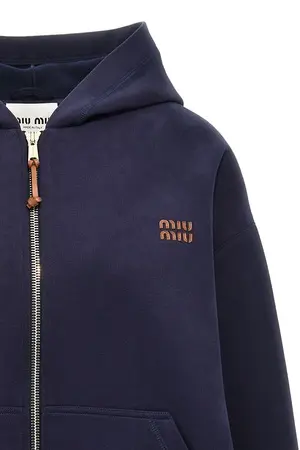 Miu Miu Embroidered Logo Zip-up Hooded Jacket