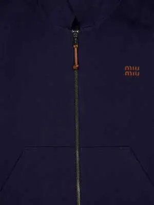 Miu Miu Embroidered Logo Zip-up Hooded Jacket