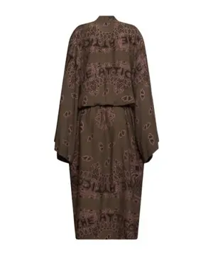 Attico Muslin Kaftan Dress With All-over Print And Self-tie Closure