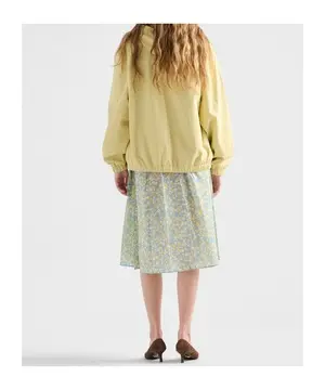 Prada Floral Print Pleated Re-nylon Skirt - Cream
