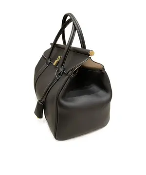 Loro Piana Stitch Detail Handbag With Lock And Pouch - Black