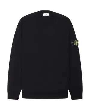 Stone Island Logo Patch Crewneck Jumper - Black