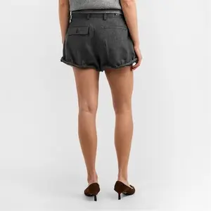 Prada Logo Patch Pleated Shorts