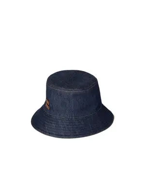 Miu Miu Denim Bucket Hat With Leather Logo