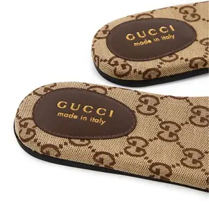 Gucci Logo Flat Sandals - Brown