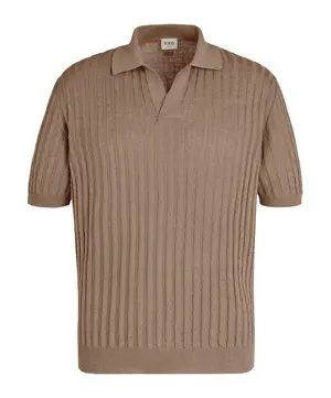 TOD'S Ribbed Short-sleeve Polo Shirt - Brown